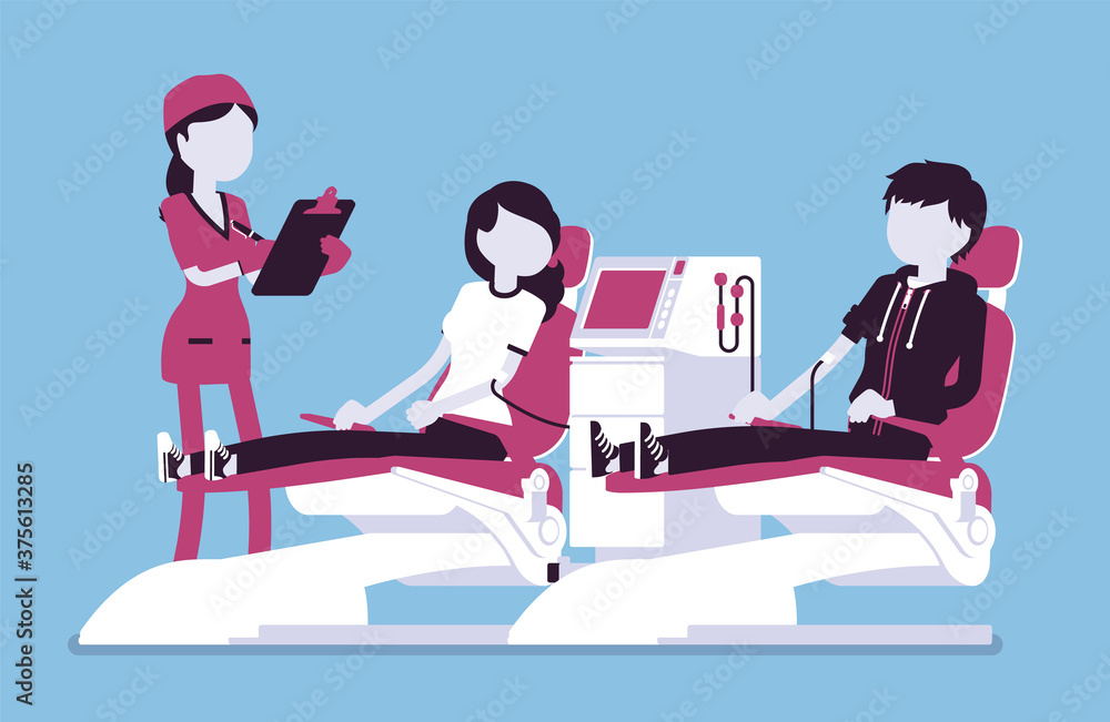 Blood donation, medical transfusion procedure in emergency situation ...