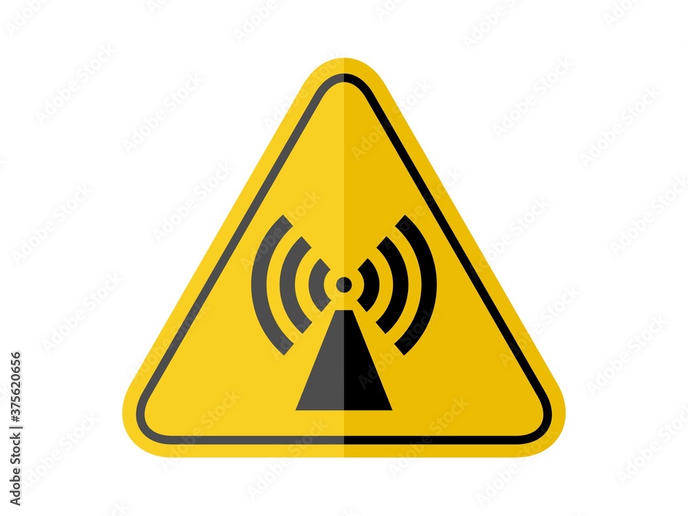 isolated warning radio frequency hazards symbols on yellow round ...