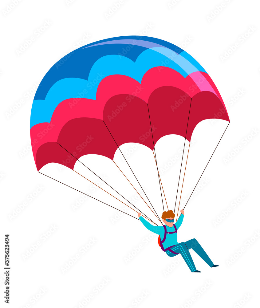 Skydiver. Man jump with parachute. Active lifestyle hobby, extreme ...