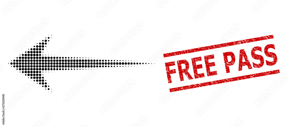 Vecteur Stock Arrow left halftone dotted vector and Free Pass textured ...