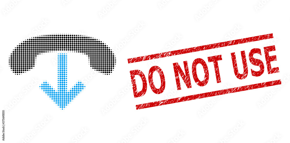 Phone hang up halftone dotted vector and Do Not Use scratched seal ...