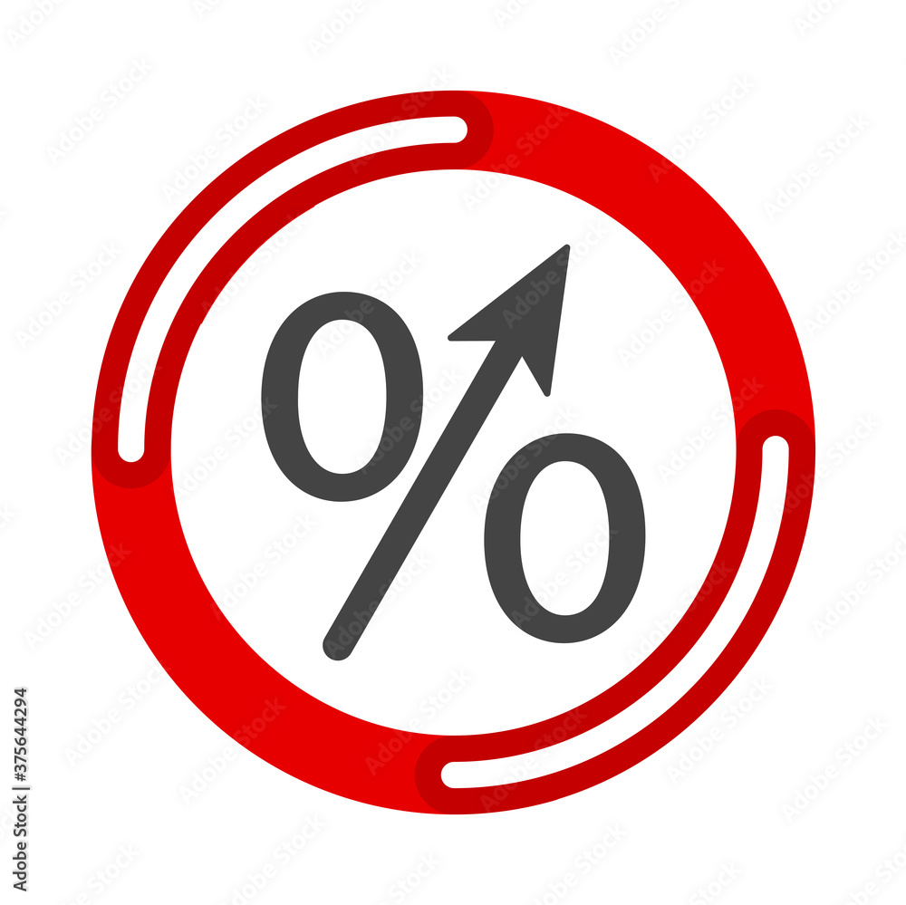 Percent up arrow icon, speedy economic growth concept. Vector ...