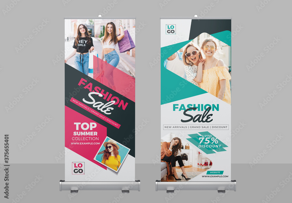 Clothing Roll Up Banner Pack Layout Stock Template | Adobe Stock