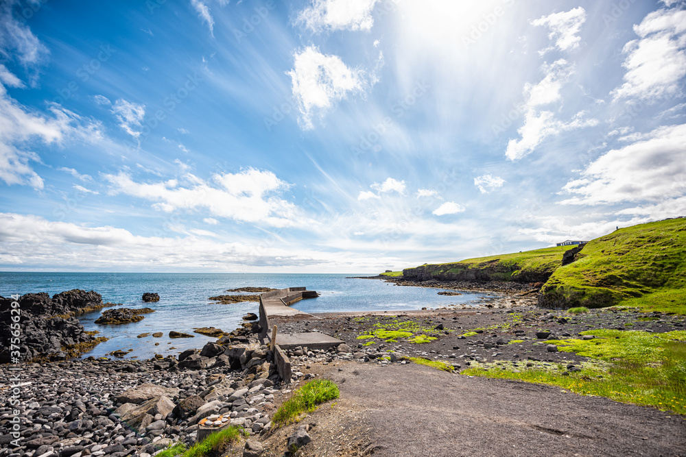 Landscape view of beach in Hellnar National park Snaefellsnes Peninsula ...