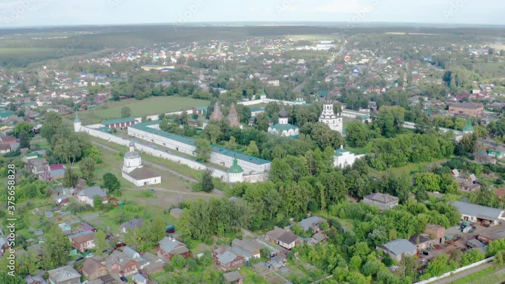 Scenic cinematic aerial view of the Cathedral of St. Trinity and the ...