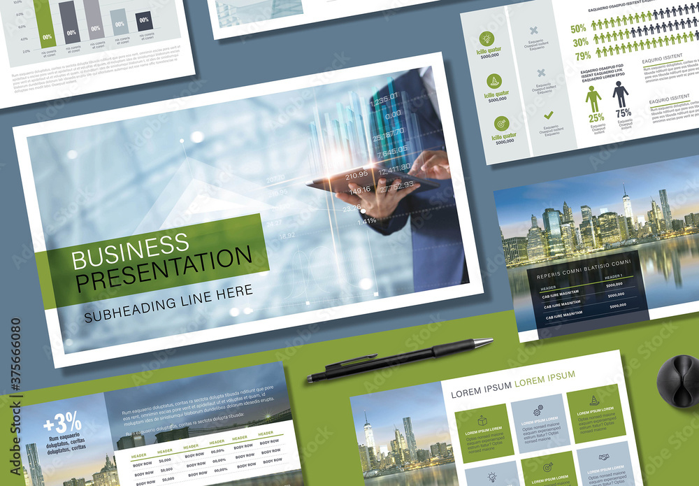 Business Presentation Layout with Gold Accents Stock Template | Adobe Stock