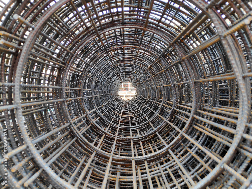 Detalle del armado circular de acero para una columna de concreto ...