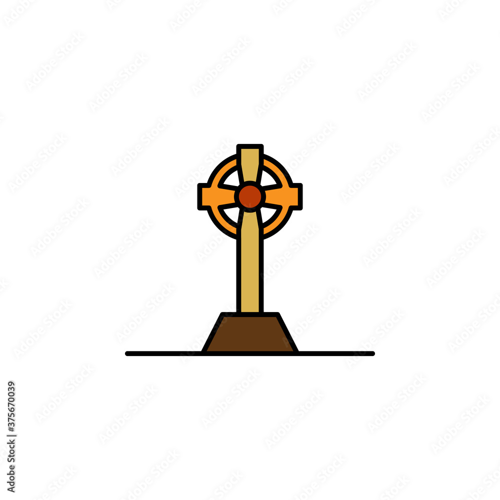 celtic cross, death outline icon. detailed set of death illustrations ...