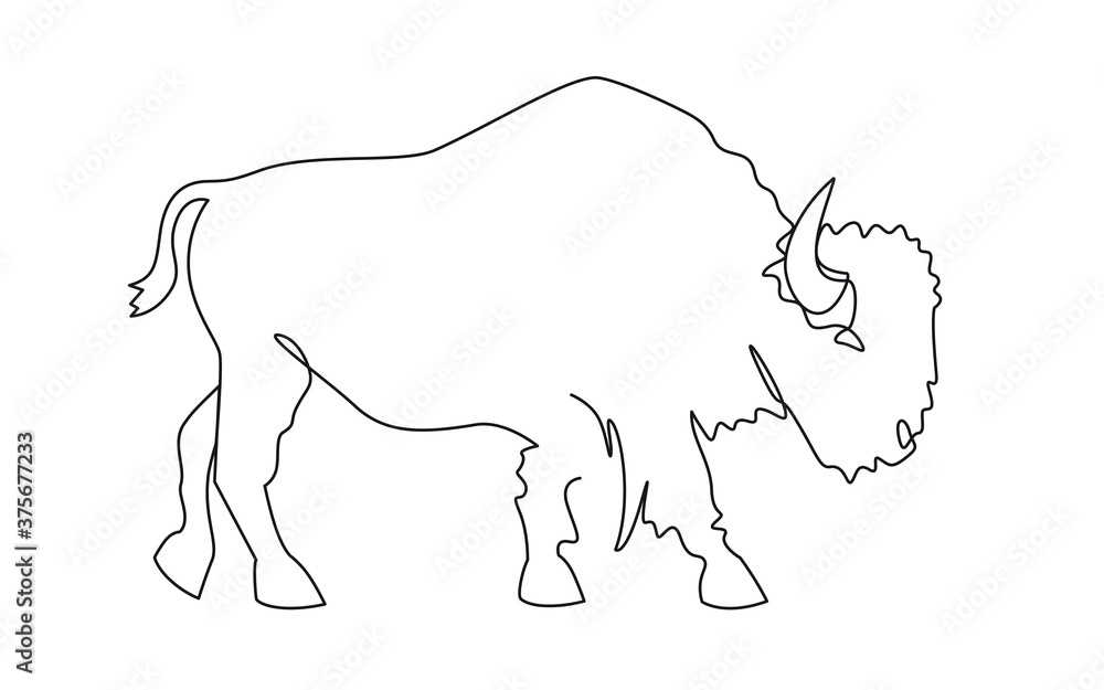 Continuous one line drawing of bull symbol of the Chinese New Year ...