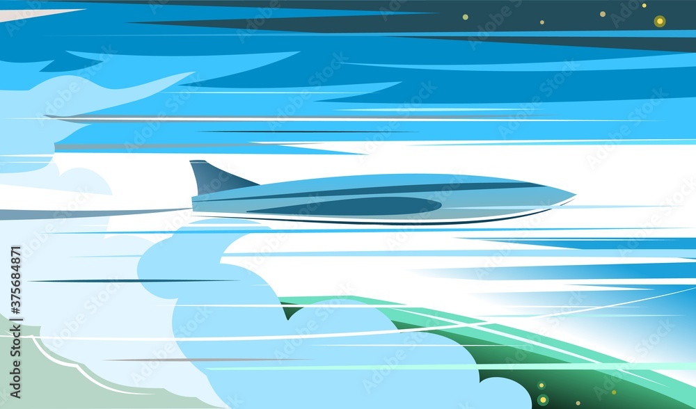 airplane takes off above the clouds. Vector illustration background ...