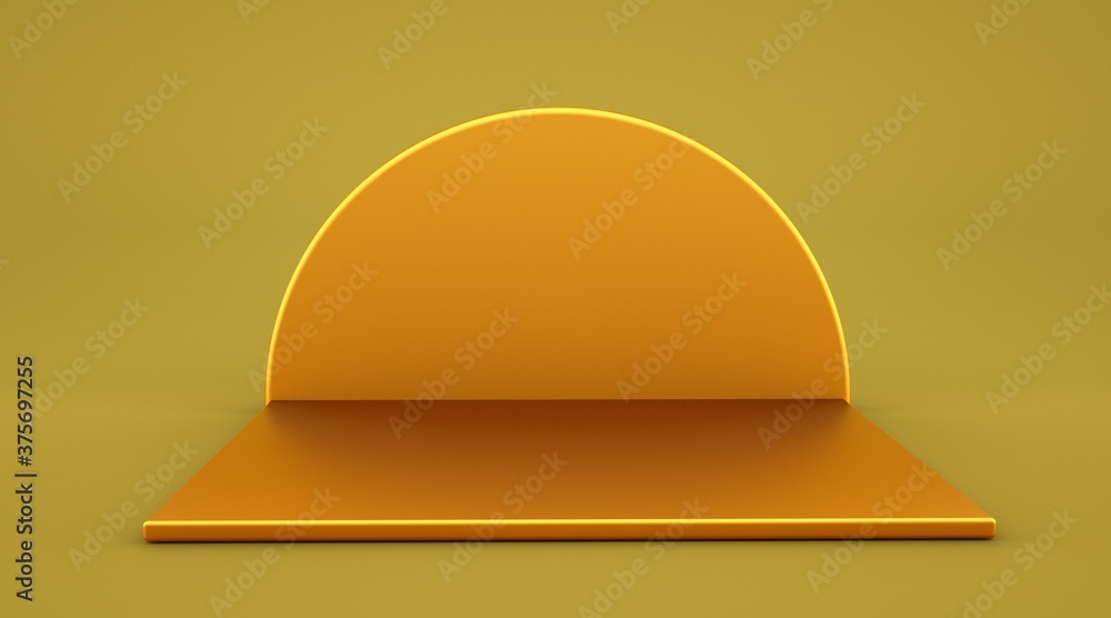 Pedestal of golden Platform disk display with modern stand podium on ...