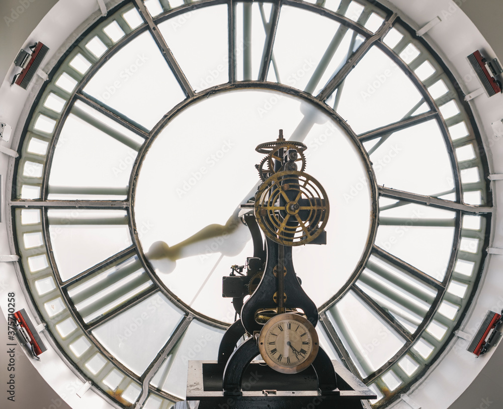 Inner Working Mechanisms and Gears of a Classic Tower Clock Stock Photo ...