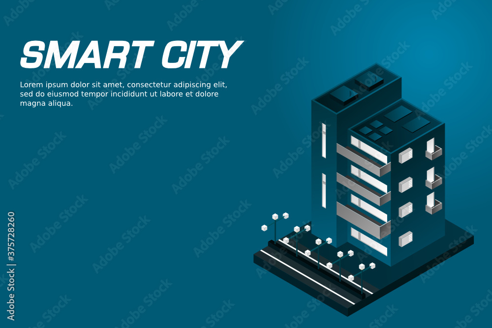 Smart city. Futuristic buildings on an abstract ultraviolet background ...