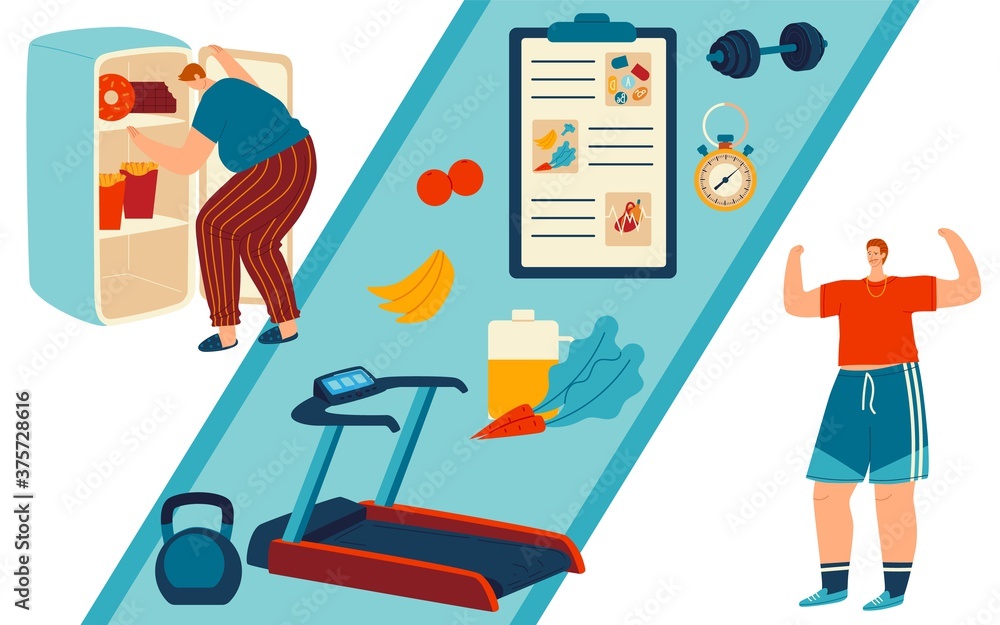 Healthy lifestyle concept vector illustration. Cartoon flat sportsman ...