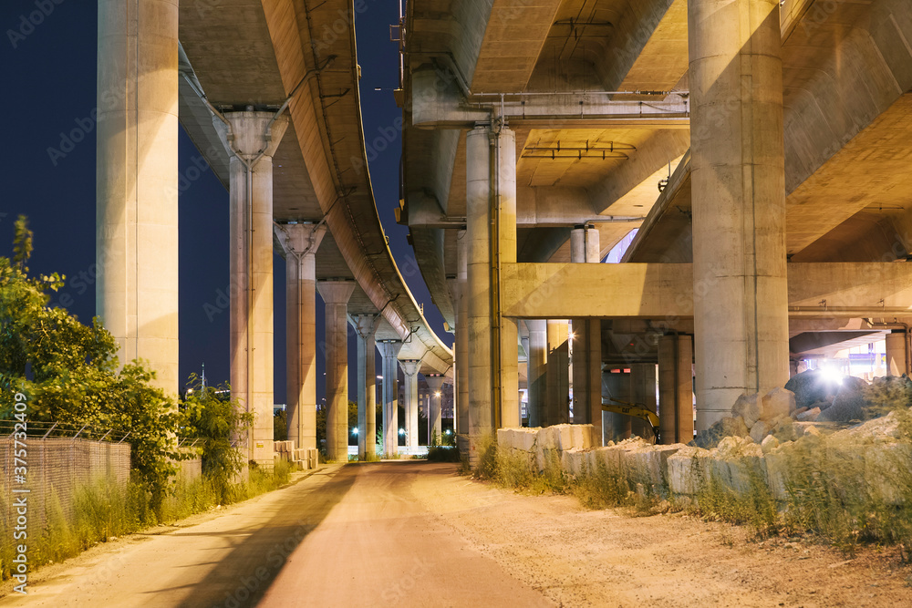 Under Highway interchange at Night Stock Photo | Adobe Stock