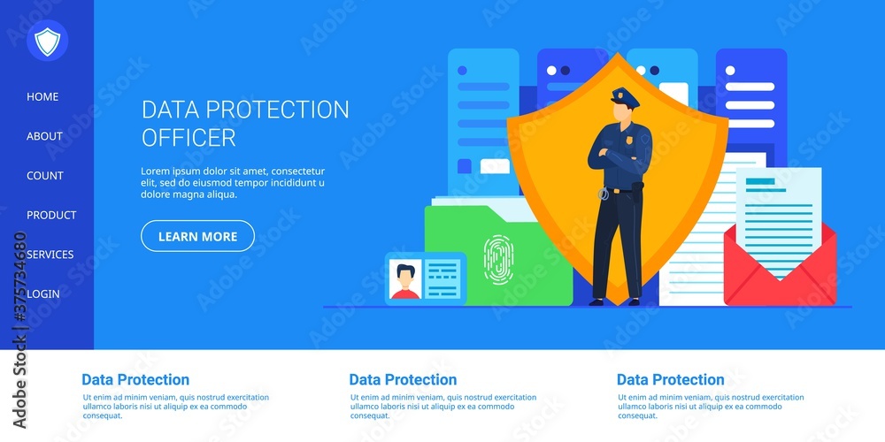 Data protection vector illustration. Cartoon cyber security guard ...