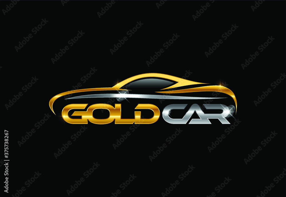 Golden and silver car logo sign vector illustration Stock Vector ...