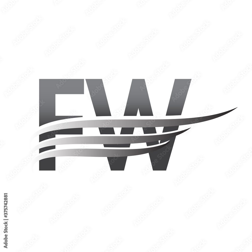 Initial FW wing logo, grey color vector logotype, logo for company name ...