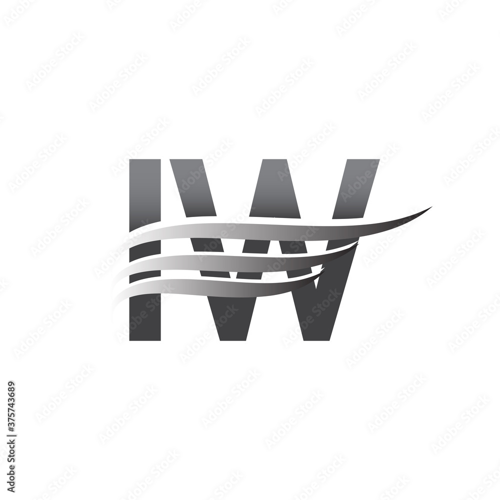 Initial IW wing logo, grey color vector logotype, logo for company name ...