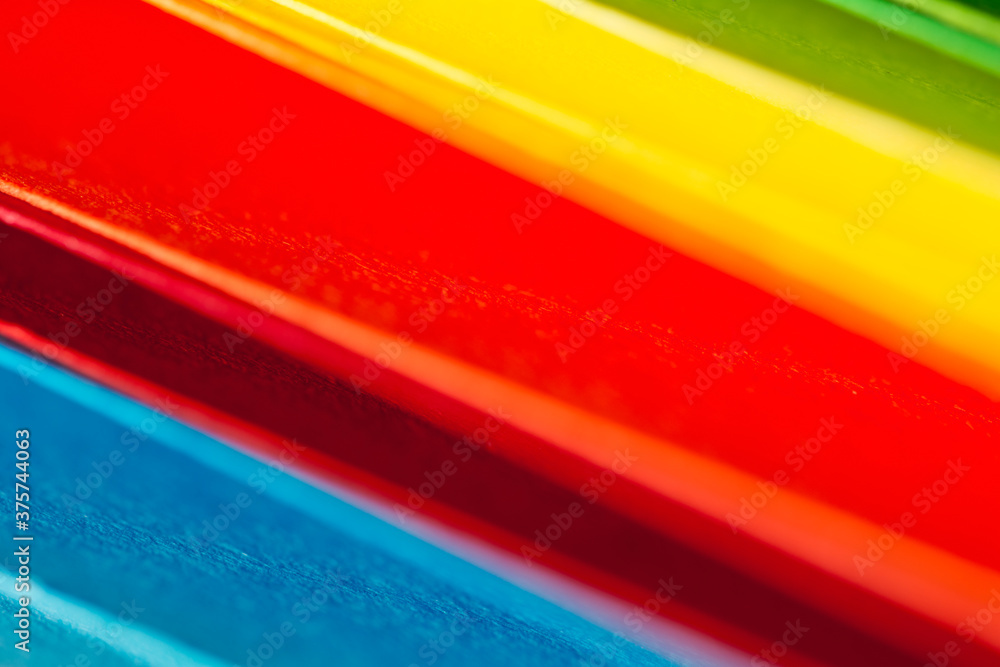 Colorful paper pieces transition from one color hue to another Stock ...