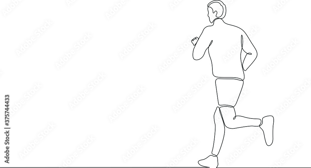 continuous One line drawing of athlete running fast Stock Vector ...