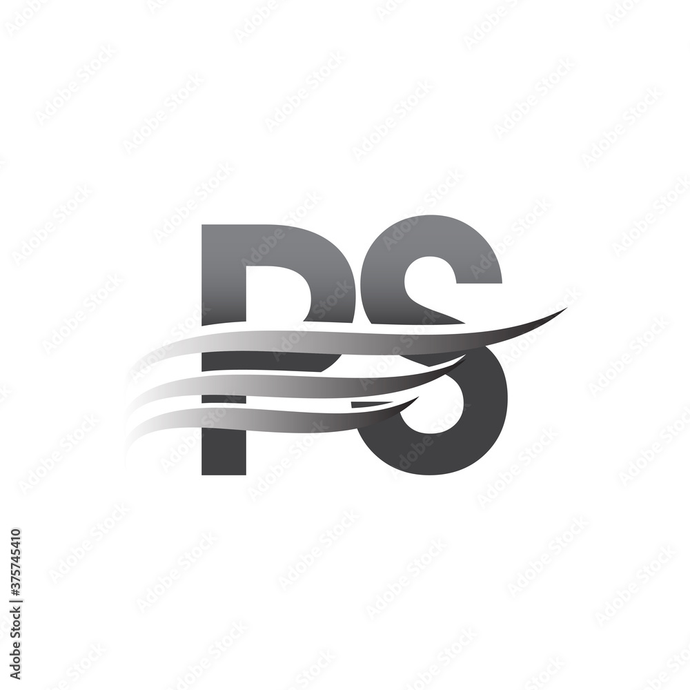 Initial PS wing logo, grey color vector logotype, logo for company name ...