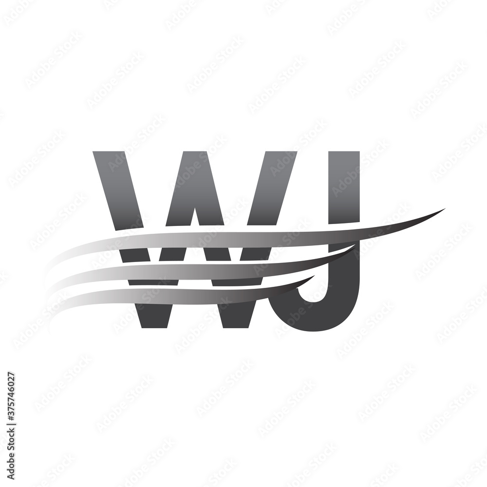 Initial WJ wing logo, grey color vector logotype, logo for company name ...
