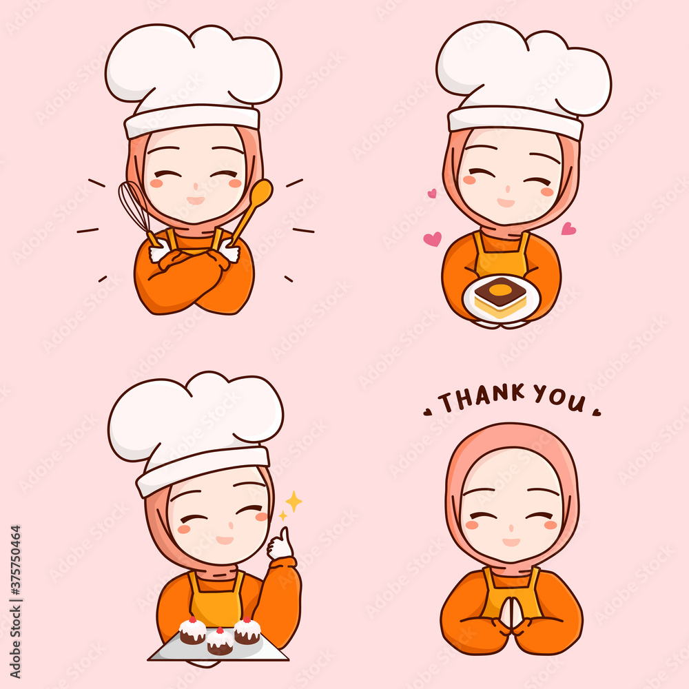 set of funny cartoon chef Stock Vector | Adobe Stock