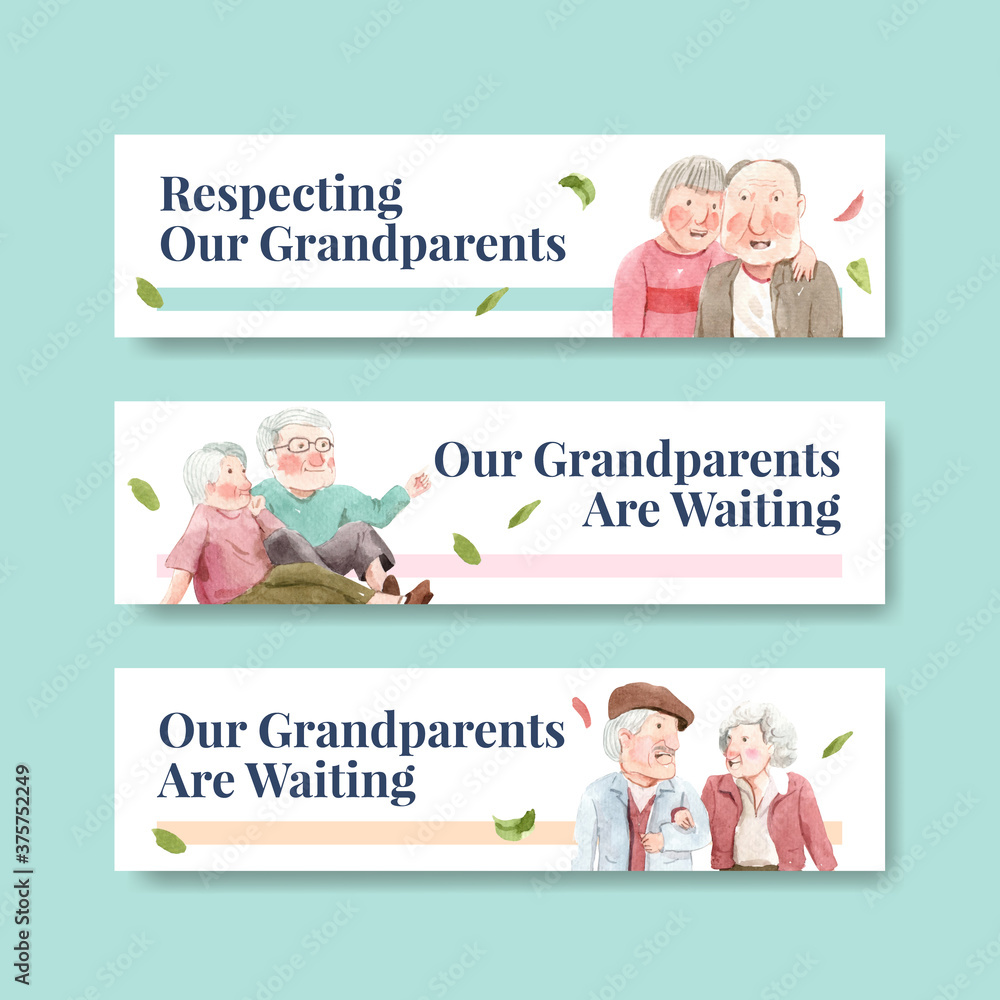Banner template with national grandparents day concept design for ...