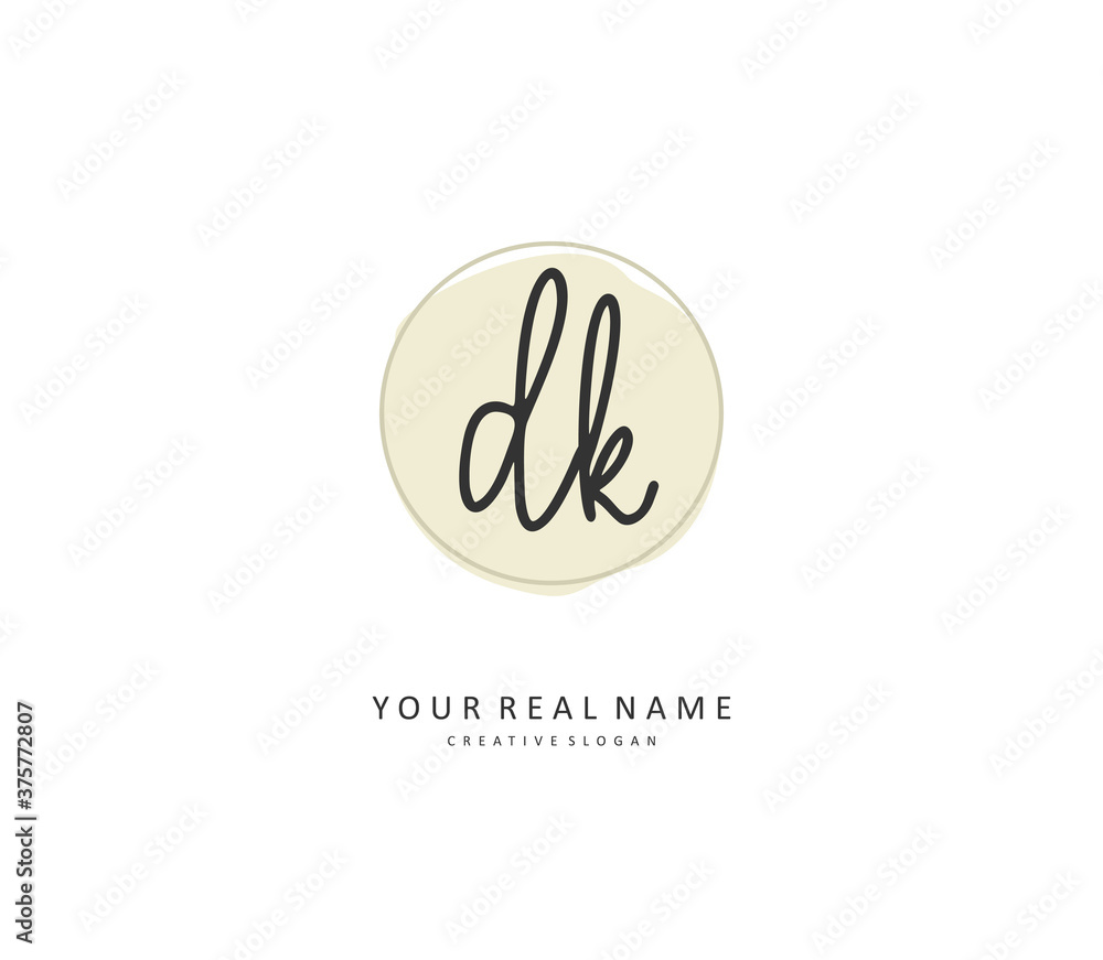 D K DK Initial letter handwriting and signature logo. A concept ...
