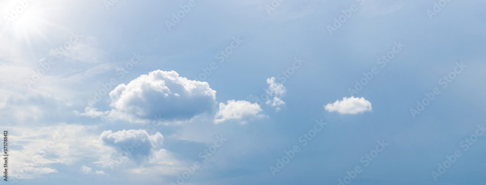 Panorama of sunny sky with light small clouds Stock Photo | Adobe Stock
