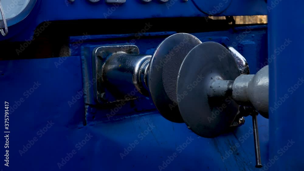 Standard type of connection between cars train on railways with buffer ...