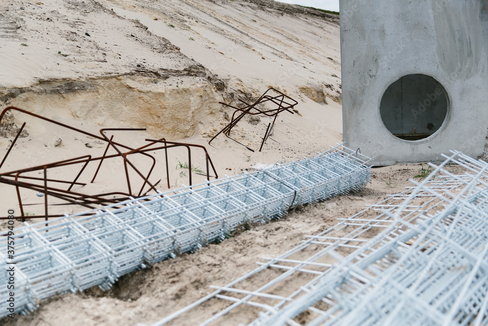 Rebar at Highway Bridge Construction Site Stock Photo | Adobe Stock