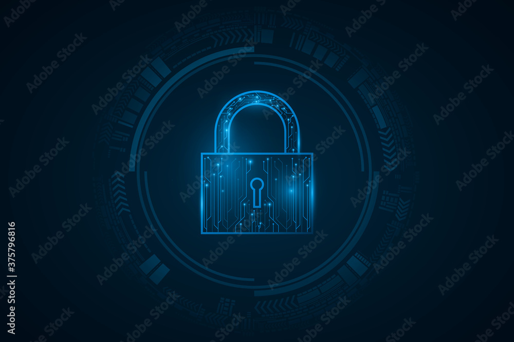 Security futuristic lock in user interface with HUD elements. Password ...