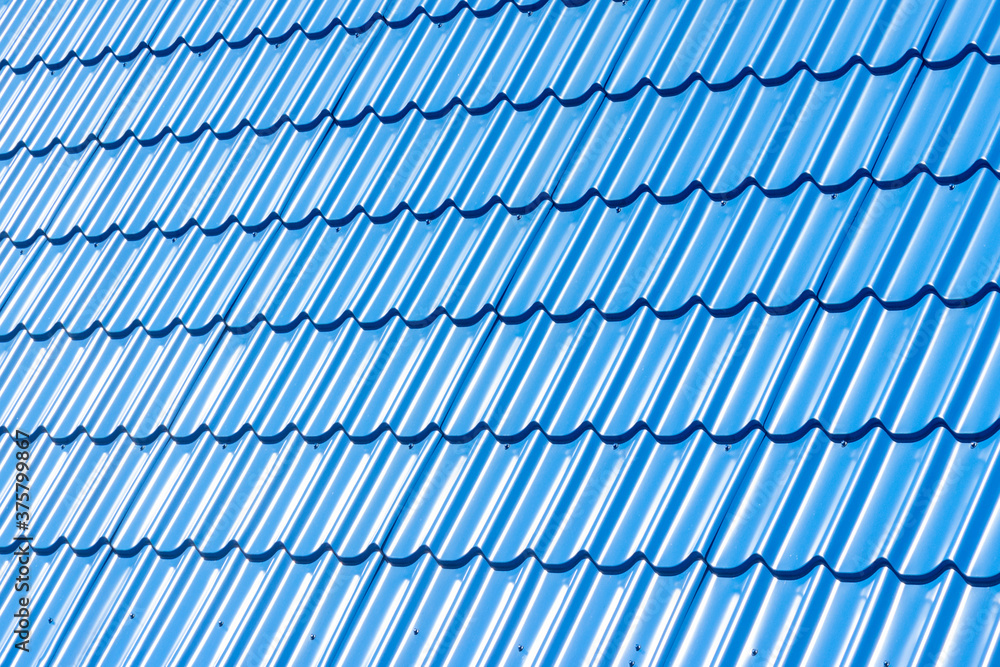 Pattern of Blue Metal Tile Roofing Sheets. suitable for design as ...