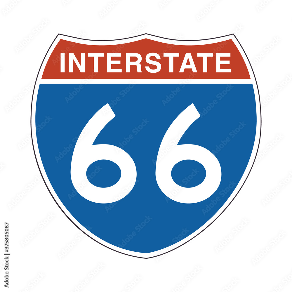 US Route 66 traffic sign. Vector illustration of U.S. Highway 66 road ...