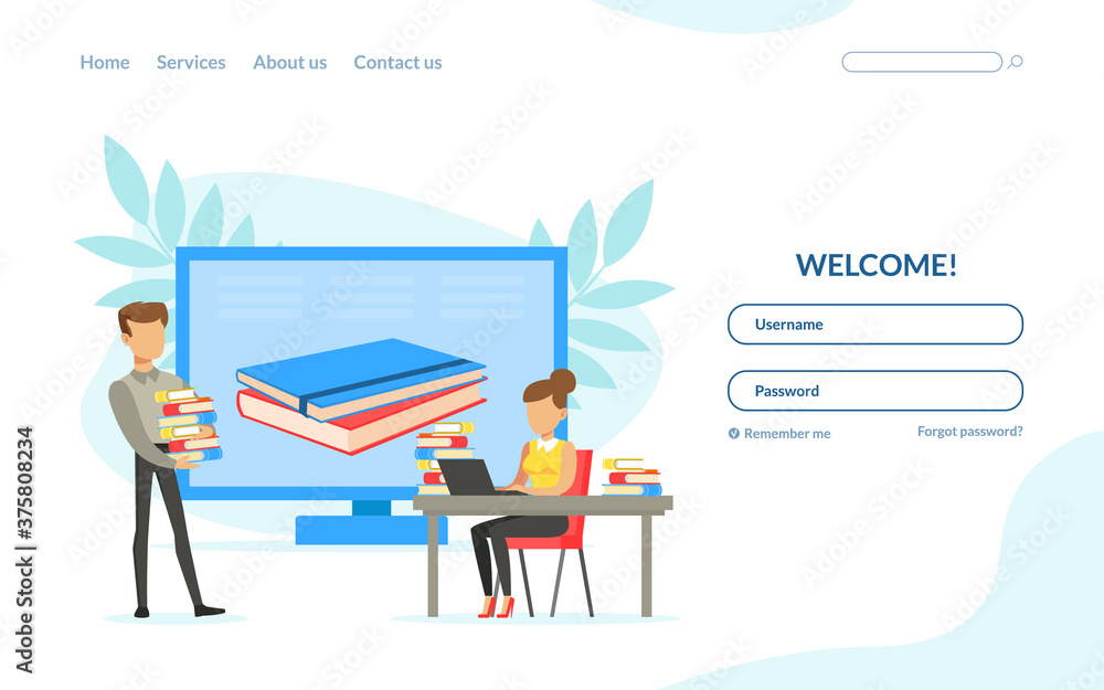 Library Web Page Template, Button Fields for Username and Password ...