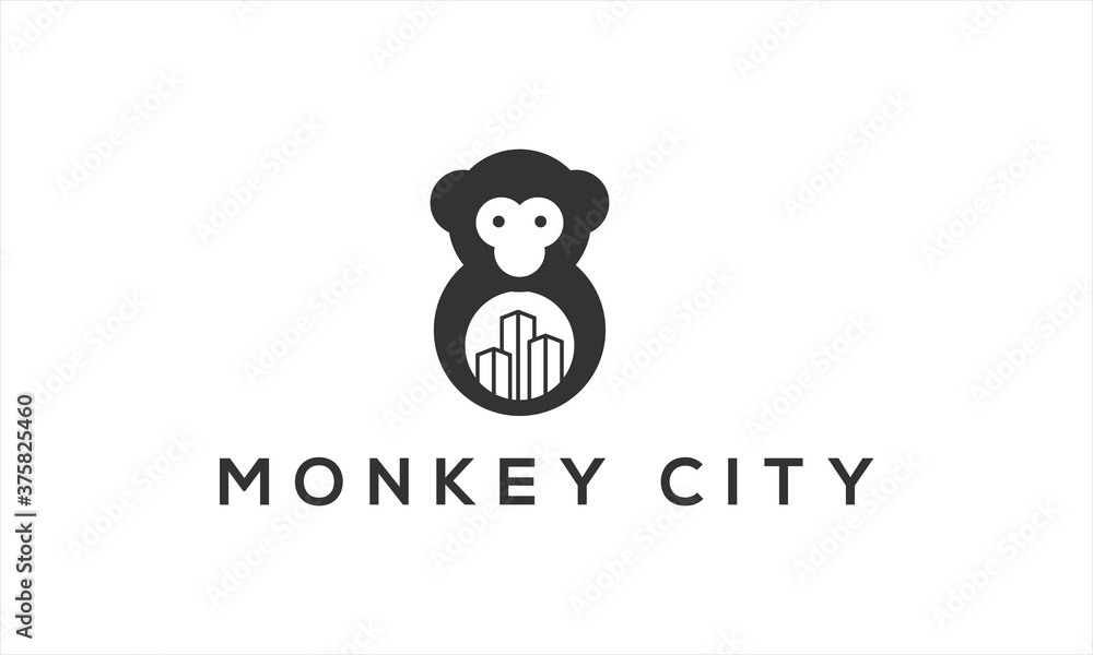 Monkey city logo with vector Stock Vector | Adobe Stock