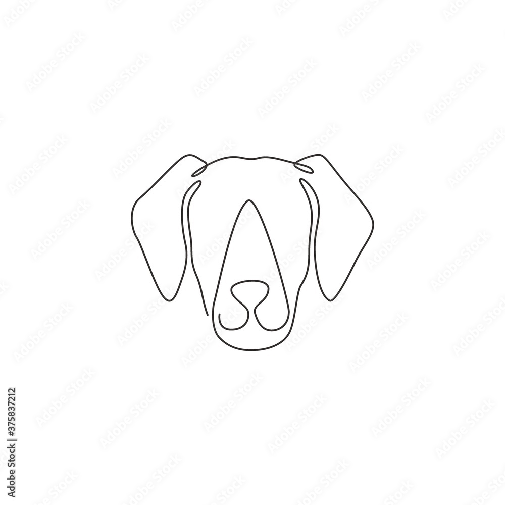 Single continuous line drawing of cute labrador retriever dog head for ...
