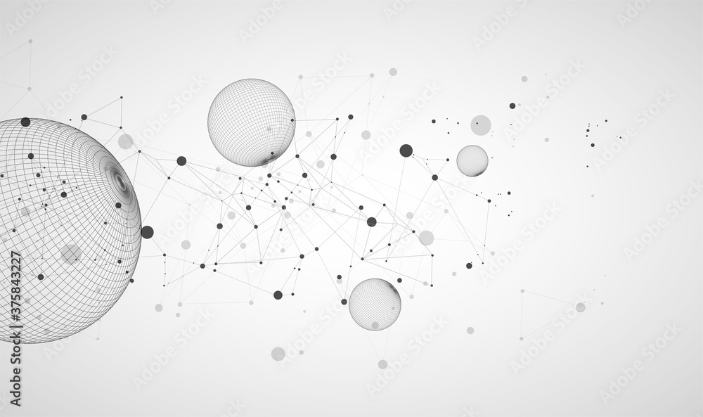 Abstract sphere background with plexus effect. 3D surface. Vector ...