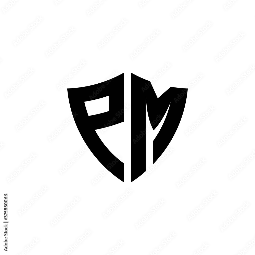 PM monogram logo with shield shape design template Stock Vector | Adobe ...