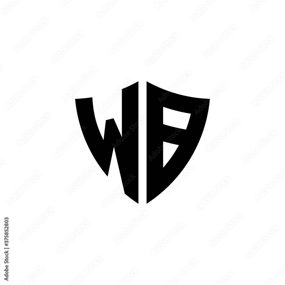 WB monogram logo with shield shape design template Stock Vector | Adobe ...