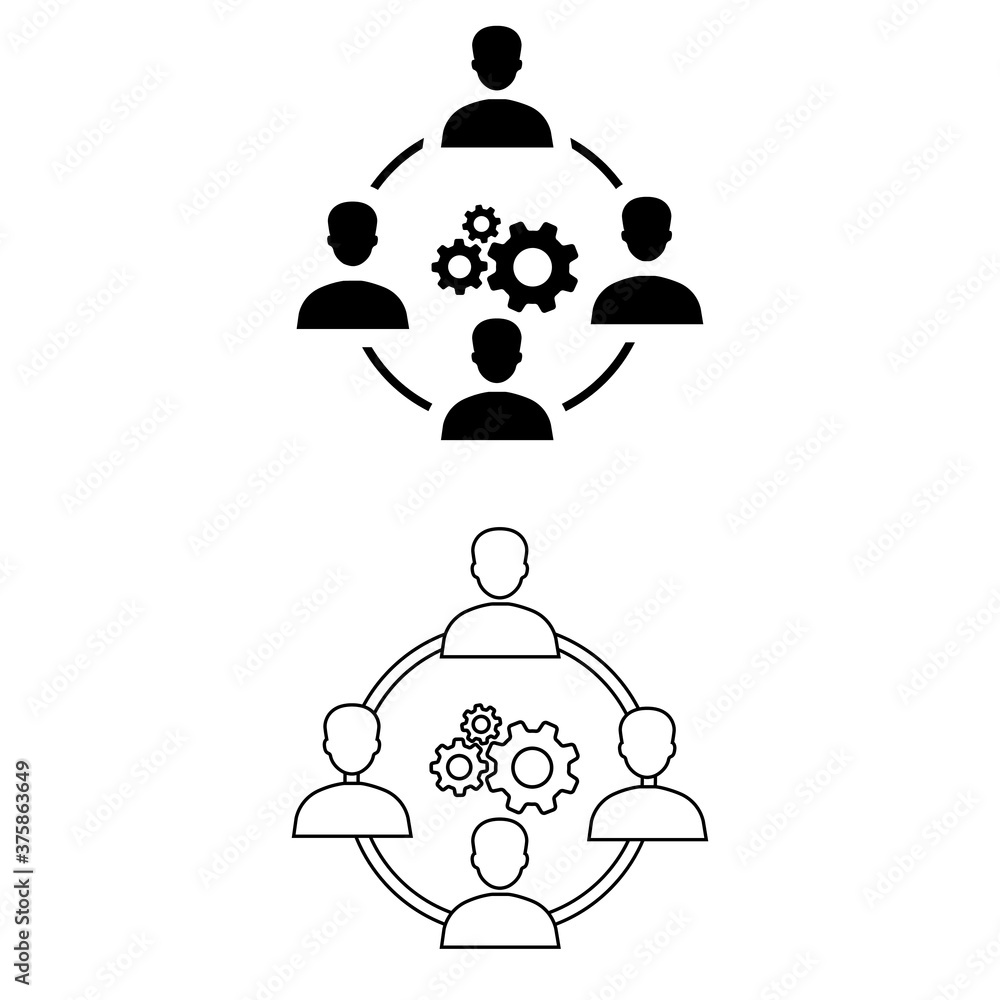 Business collaborate icon vector set. communication illustration sign ...