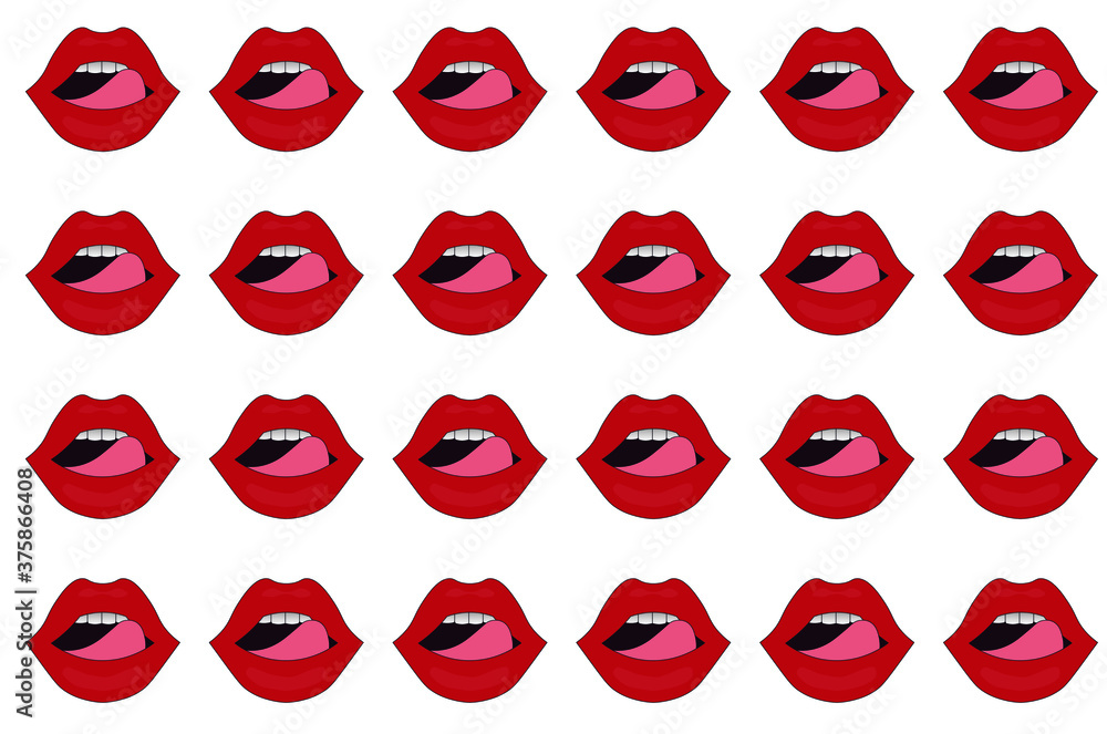 Vetor de Patrón de labios y lengua rojos sensuales. Moda y patrón de ...