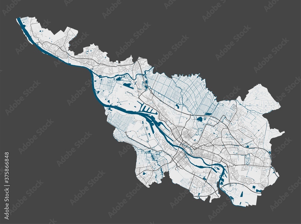 Detailed map of Bremen city, Cityscape. Royalty free vector ...