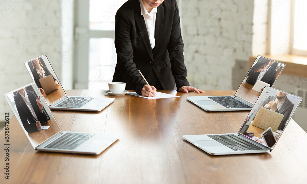 Business meeting online during coronavirus quarantine. All the meetings ...