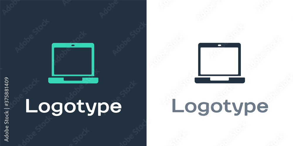 Logotype Laptop icon isolated on white background. Computer notebook ...