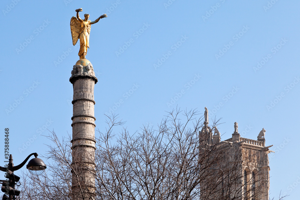 PARIS, FRANCE - MARCH 4: Napoleon Victory Column at Place du Chatelet ...