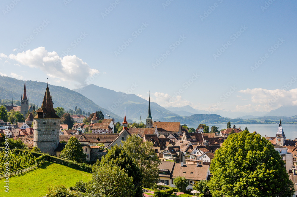 Stadt Zug, Stadt, Zug, Altstadt, Kapuzinerturm, Stadtmauer, St. Oswald ...