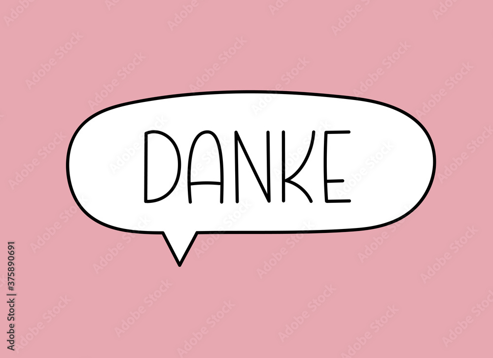 Danke thank you inscription. Handwritten lettering illustration.Black ...